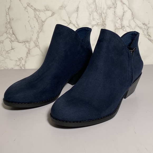 SO | Shoes | Womens Navy Blue Suede Ankle Boots Brand New Memory Foam ...